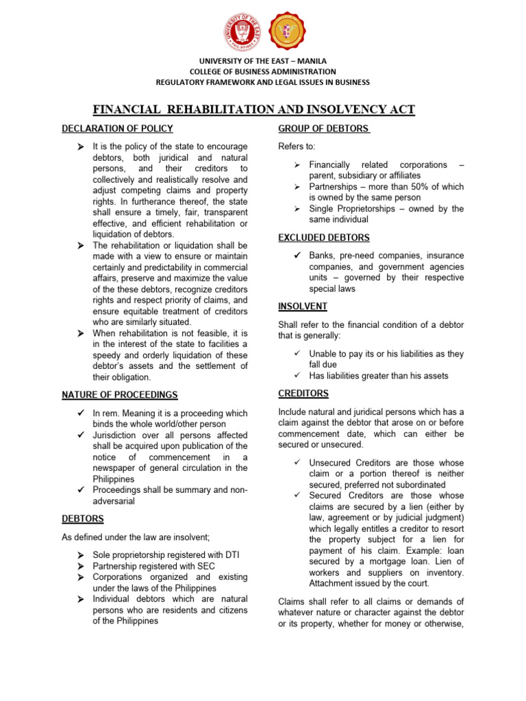 FRIA | PDF | Liquidation | Bankruptcy