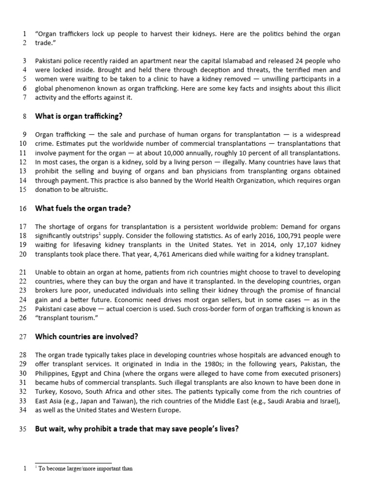 TEXT 1 - Organ Traffickers Lock Up People To Harvest Their Kidneys ...