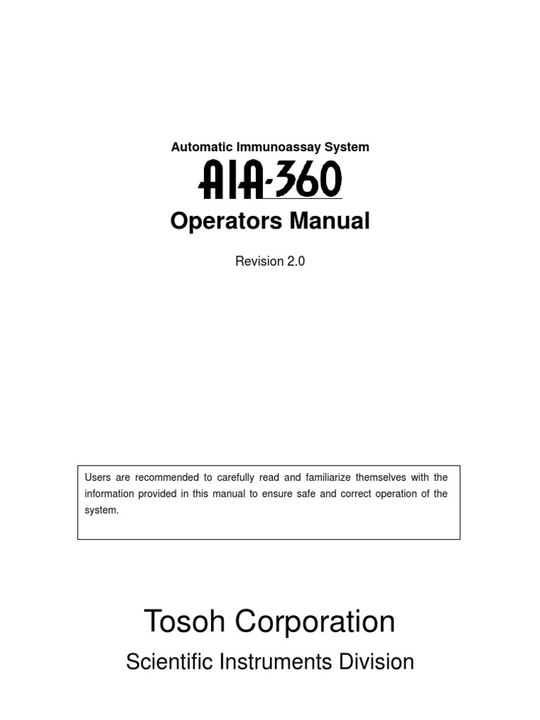 AIA-360 Operations Manual | PDF | Assay | Barcode