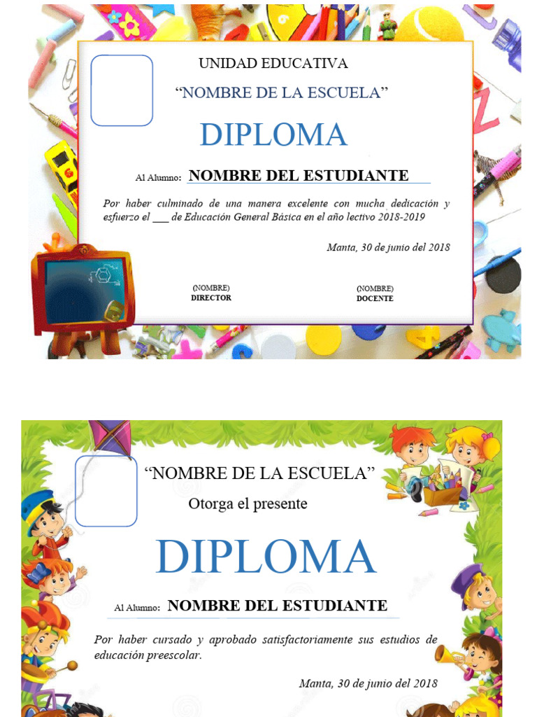 Diplomas y Reconocimientos Escolares | PDF | Etapas educativas | Infancia