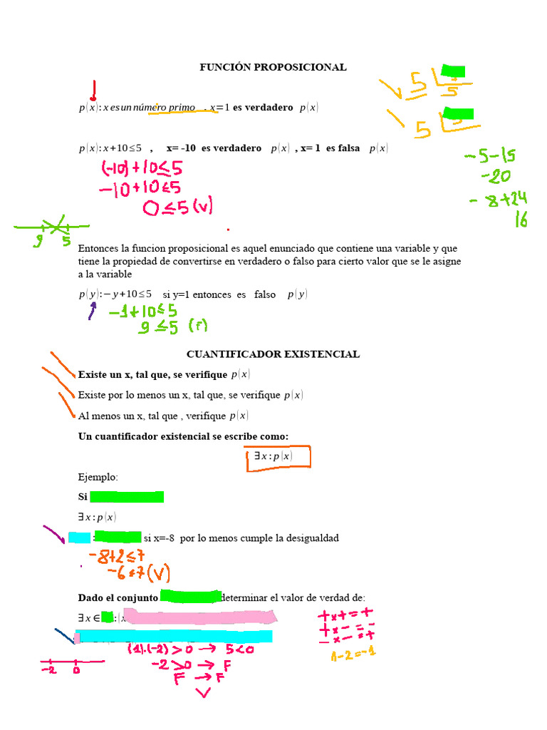 Función Proposicional Inicial | PDF | Proposición | Lógica matemática