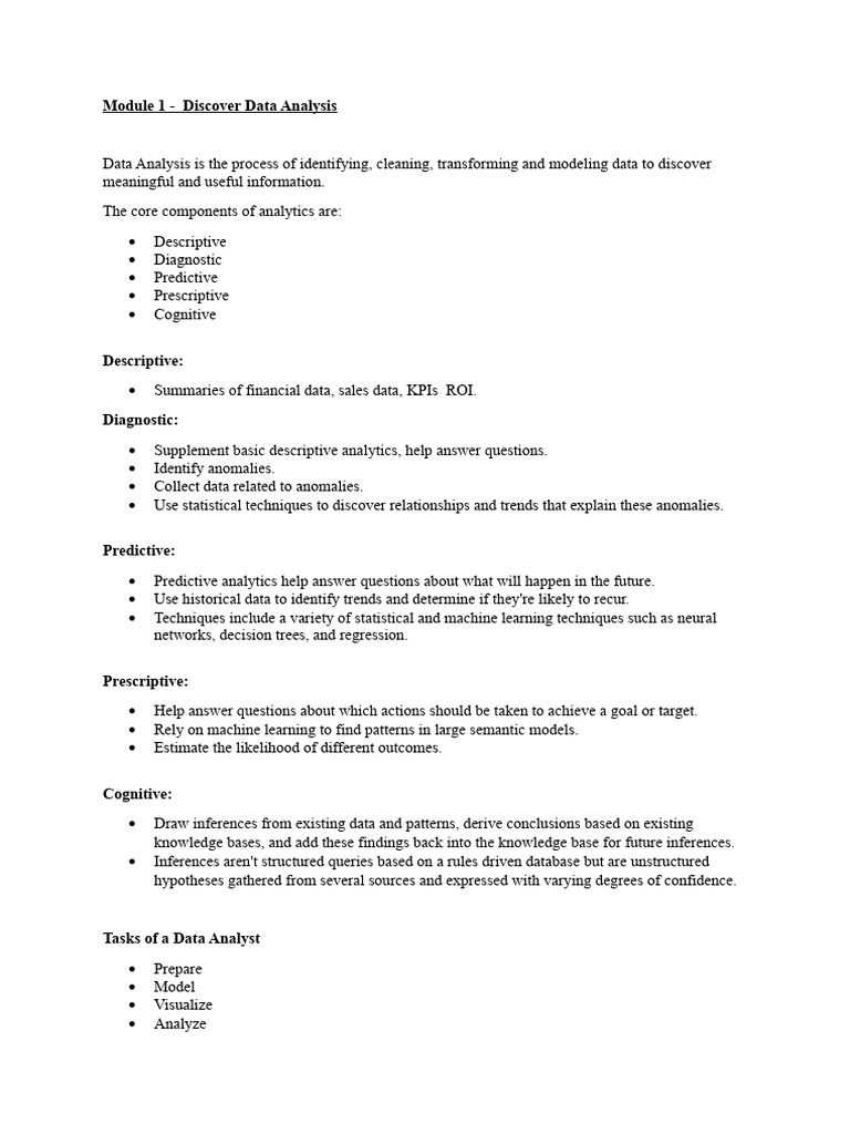 MS Data Analyst - Notes | PDF | Data Analysis | Analytics