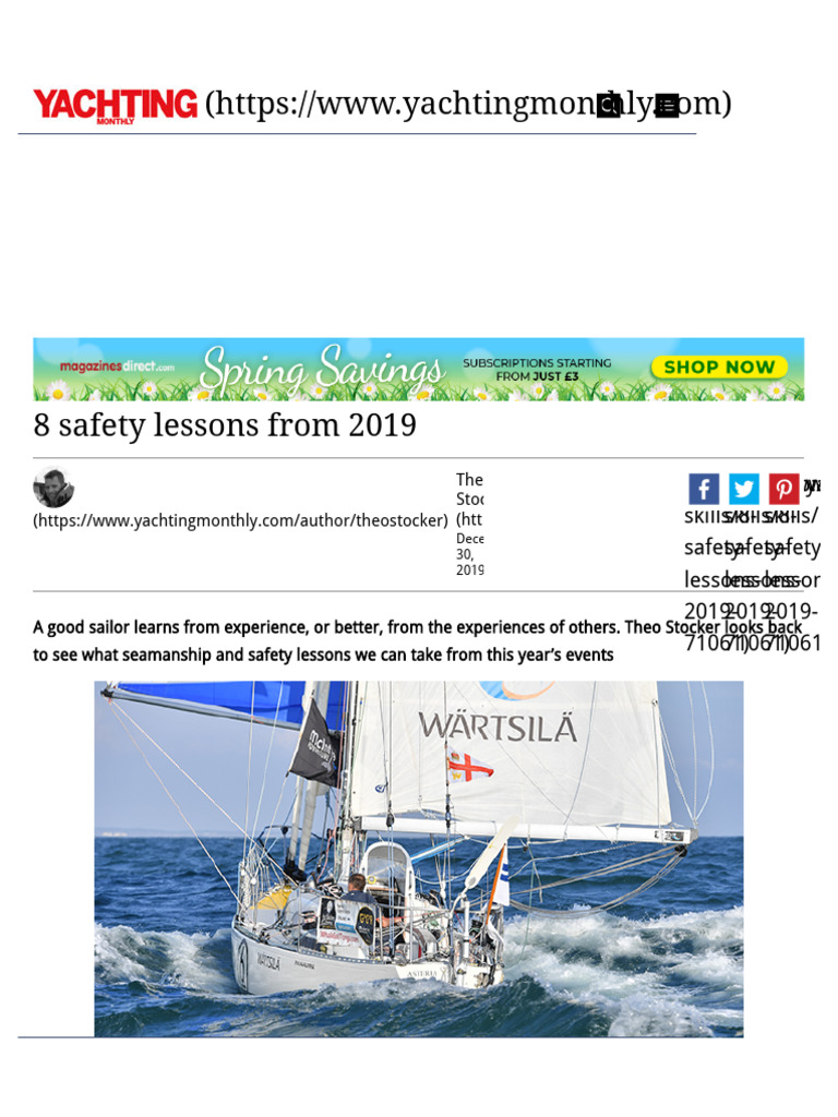 2019 Sailing Safety Lessons Learned | PDF | Sailing (Sport) | Water ...