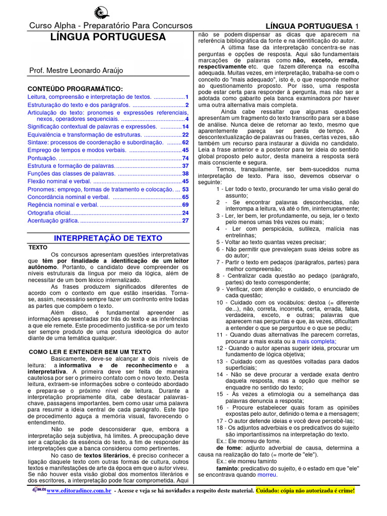 APOSTILA DE PORTUGUÊS DO ZERO - 2024 | PDF | Gênero | Estudos de Gênero