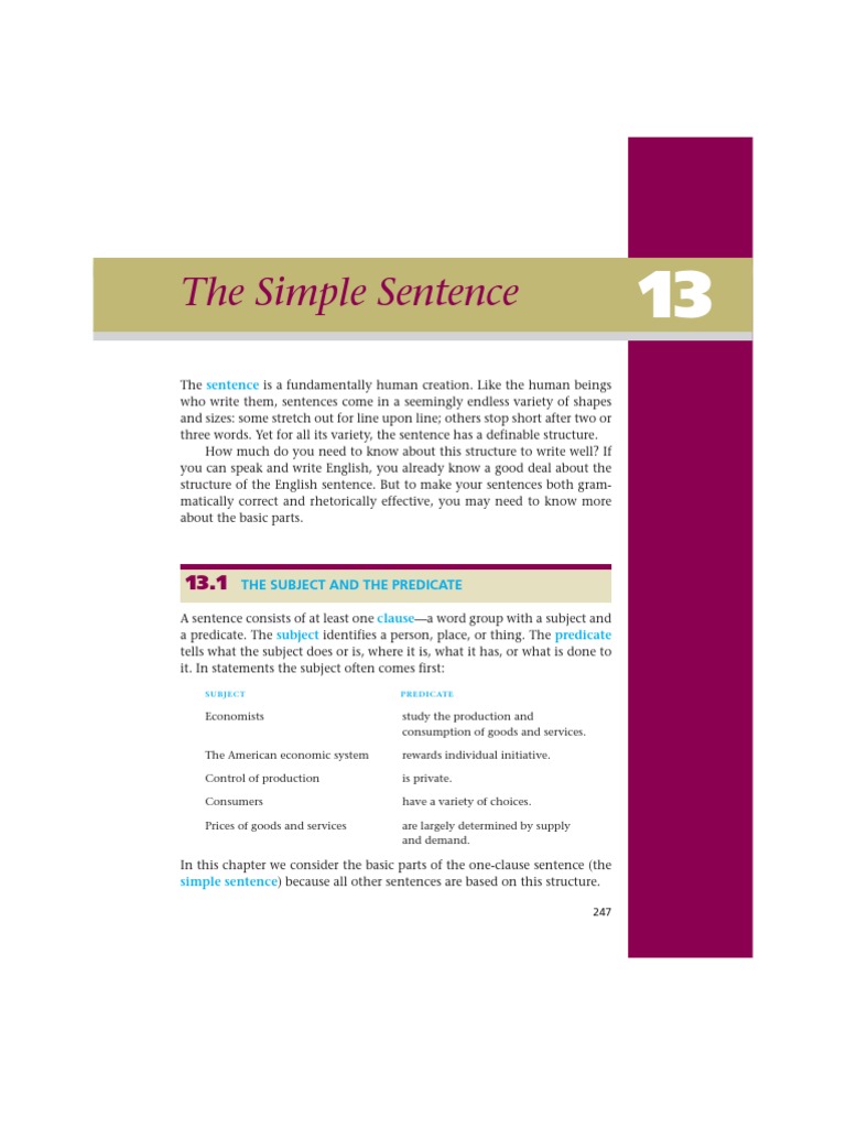 Understanding Simple Sentence Structure | PDF | Subject (Grammar) | Verb