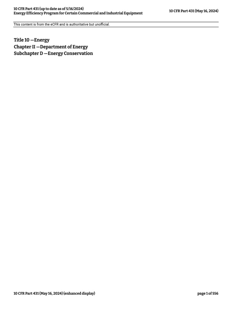 10 CFR Part 431 (Up To Date As of 5-16-2024) | PDF | Water Heating ...