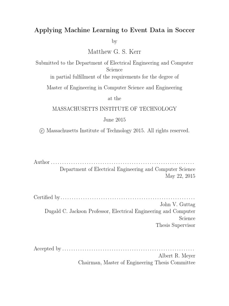 Applying Machine Learning To Event Data in Soccer | PDF | Machine ...