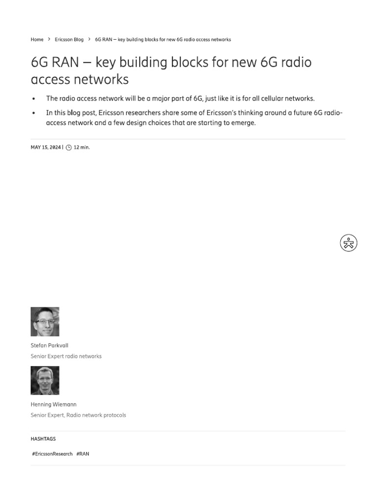 6G RAN - Key Building Blocks For New 6G Radio Access Networks | PDF