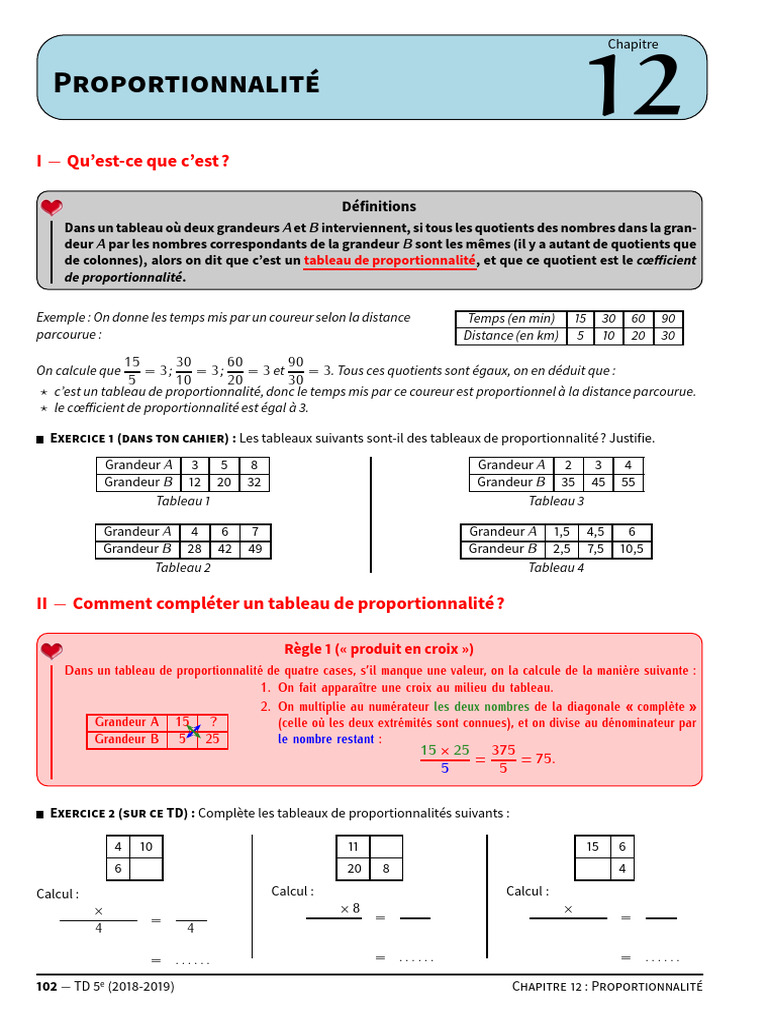 La Proportionnalite Cours Et Exercices FR | PDF | Mathématiques