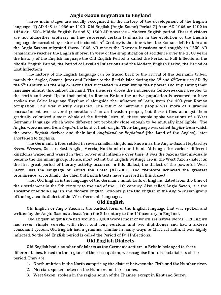 Anglo -Saxon old English | Download Free PDF | Grammatical Gender ...