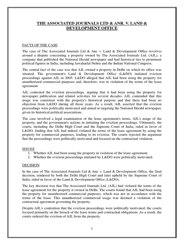 Sanjna Padmam - 1701 - Cl Case Note 3 | PDF | Estoppel | Lease