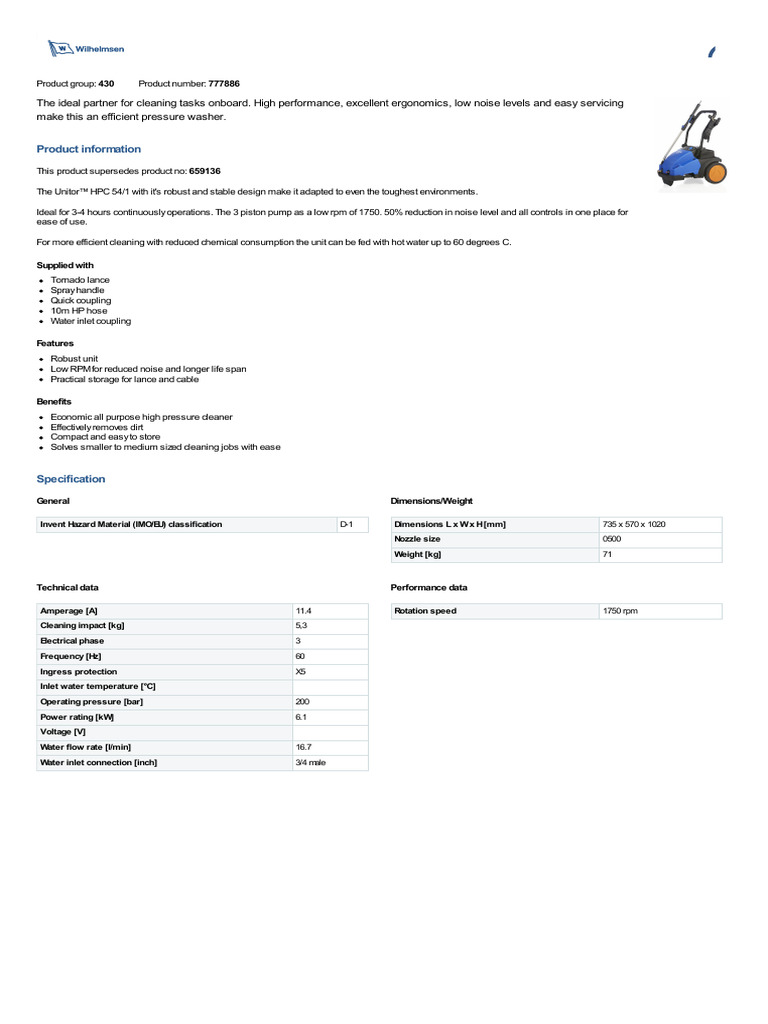UNITOR HPC 54_1 3x440_60Hz | PDF | Water | Electrical Engineering