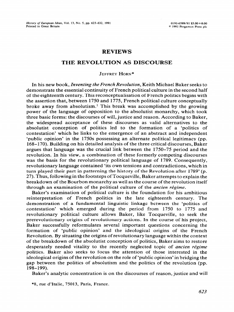 The Revolution As Discourse | PDF | Discourse | Linguistics