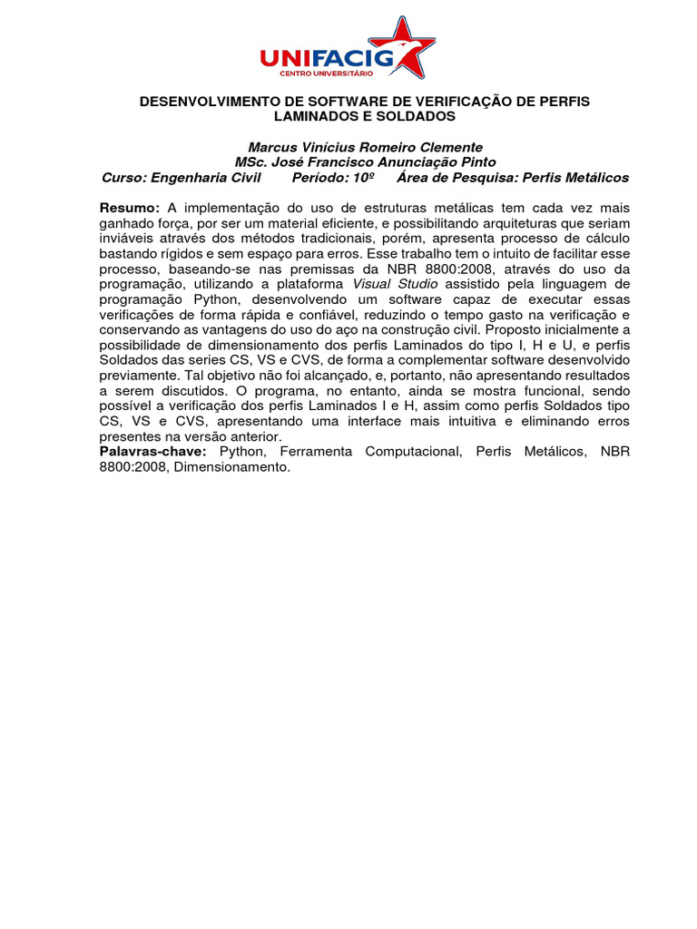 Glaucio araujo,+Marcus+Vin cius+Romeiro+Clemente+2020 | PDF | Liga | Flambagem