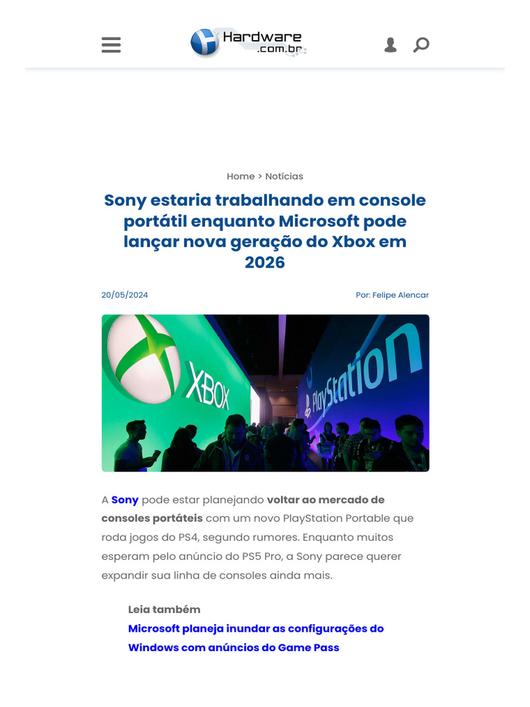 Rumores Sobre Um Novo PSP e Novo Xbox em 2026 - Hardware | PDF ...