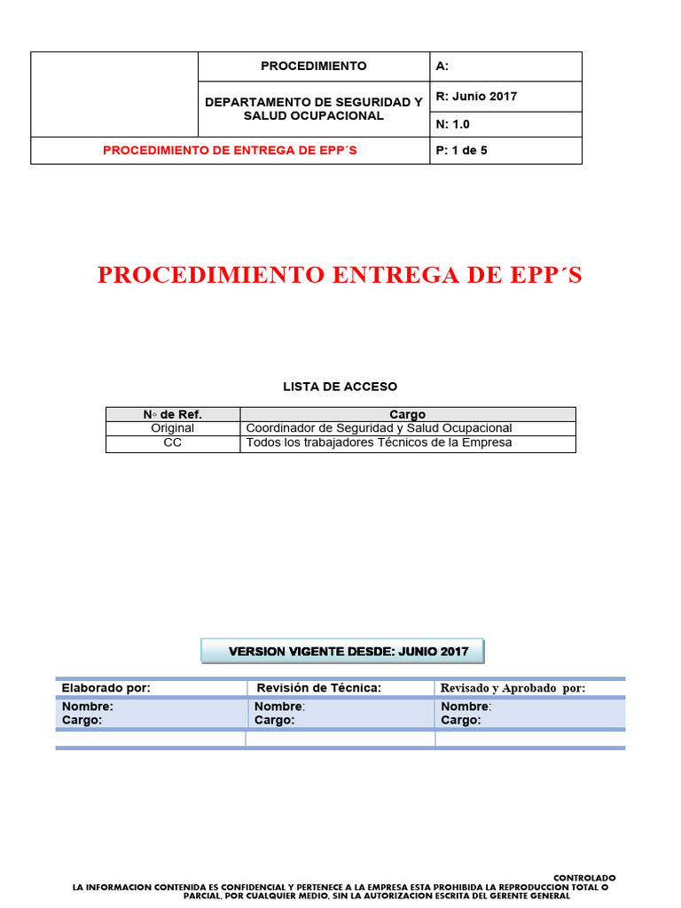 Procedimiento entrega de epp´s | PDF | Seguridad y salud ocupacional | Business