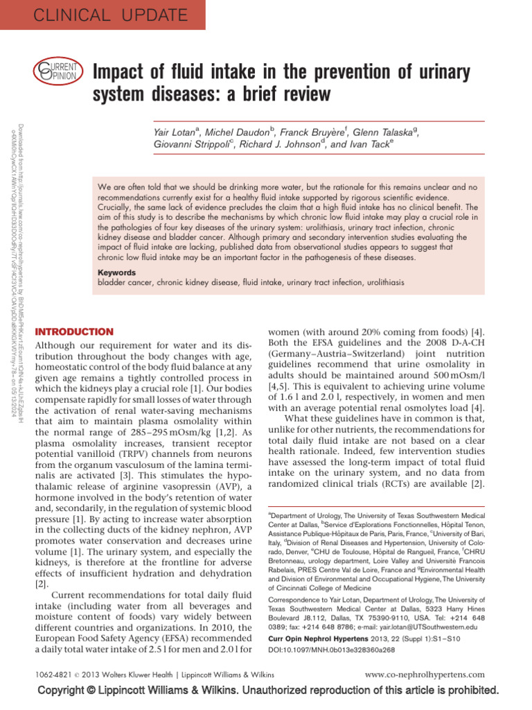 Impact of Fluid Intake in The Prevention Of.1 | PDF | Clinical Medicine ...