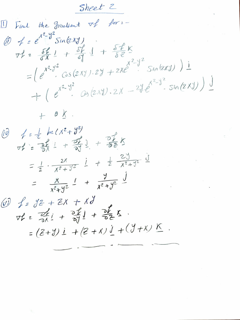 Sheet 2 Vector Calculus | PDF