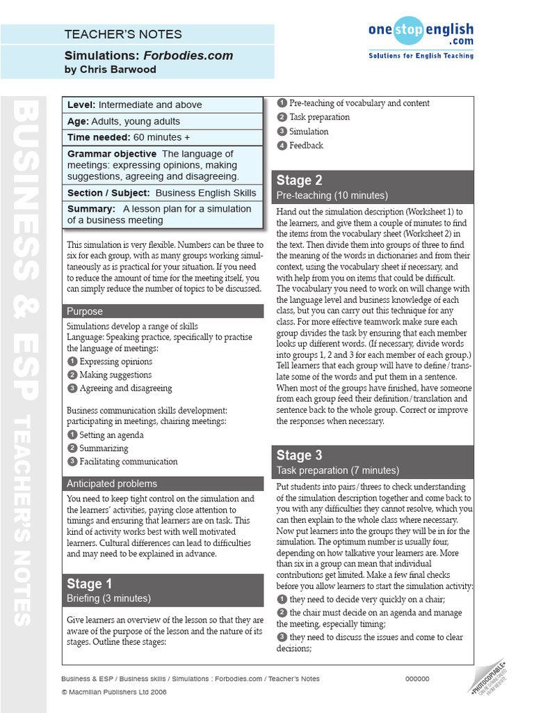 Role Play Simulations | PDF | Learning | Vocabulary