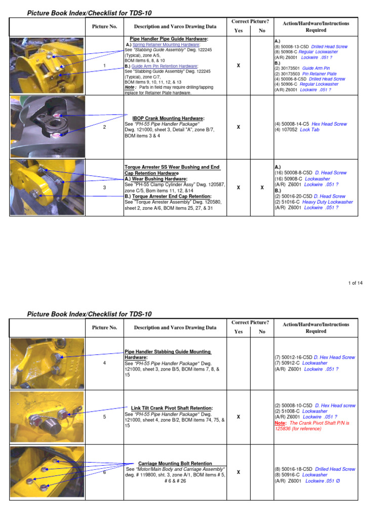 Pages 1-3 From TDS-10 Picture Book | PDF | Screw | Equipment