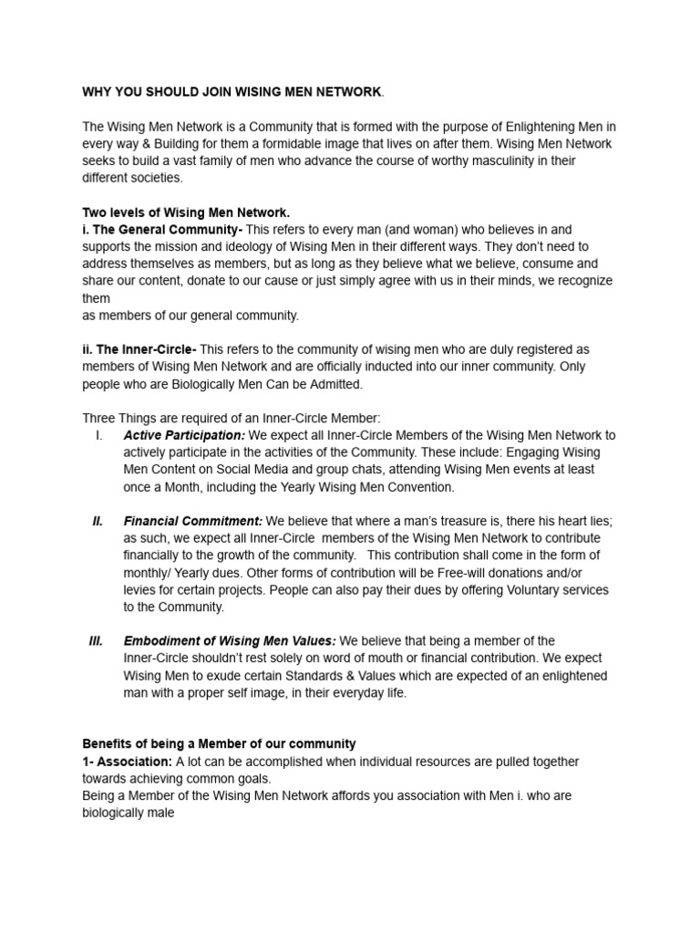 Why You Should Join Wising Men Community | PDF | Social Media | Popular ...