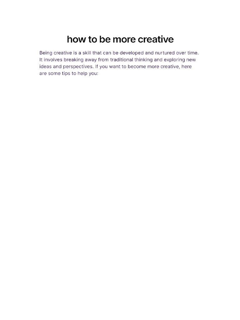 How To Be Creative | PDF