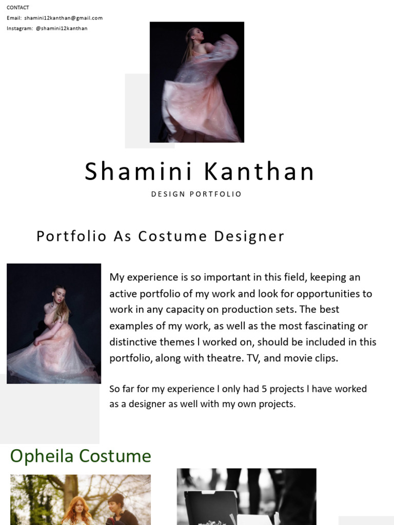 Costume Portfolio - Shamini Kanthan | PDF | Ballet Dancer | Ballet