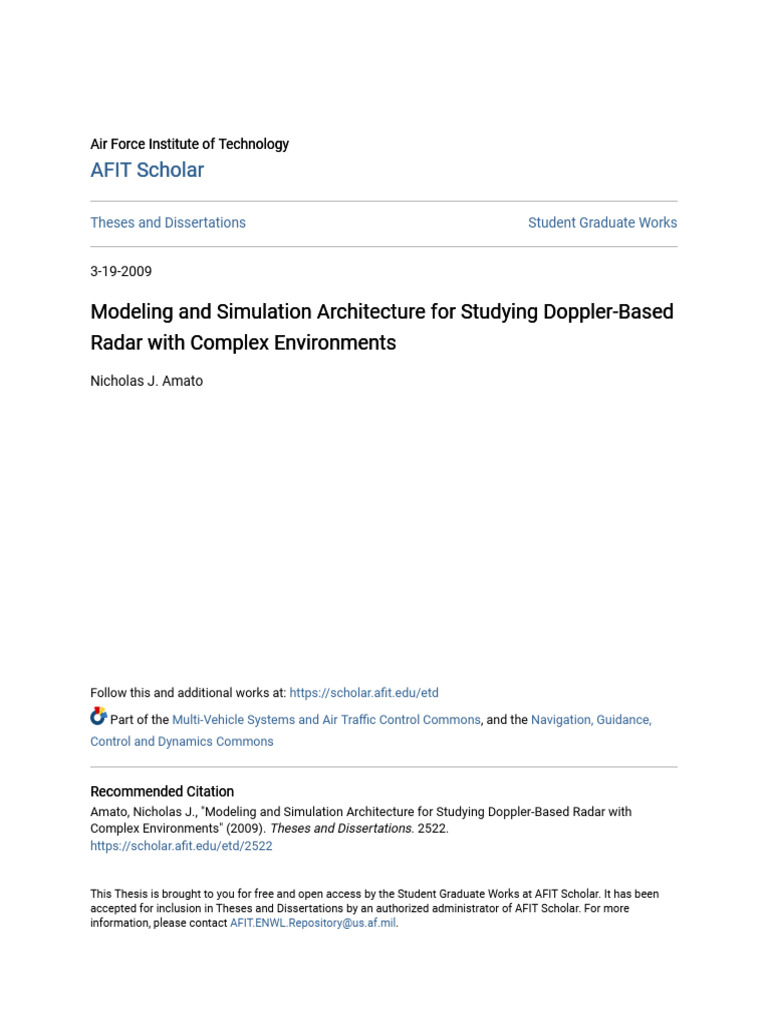 Modeling and Simulation Architecture For Studying Doppler-Based R ...