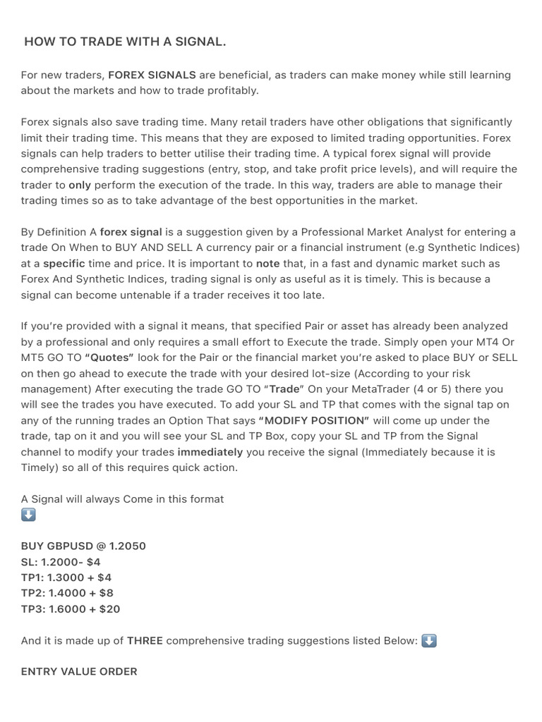 How to Trade With a Signal. | PDF | Order (Exchange) | Foreign Exchange ...