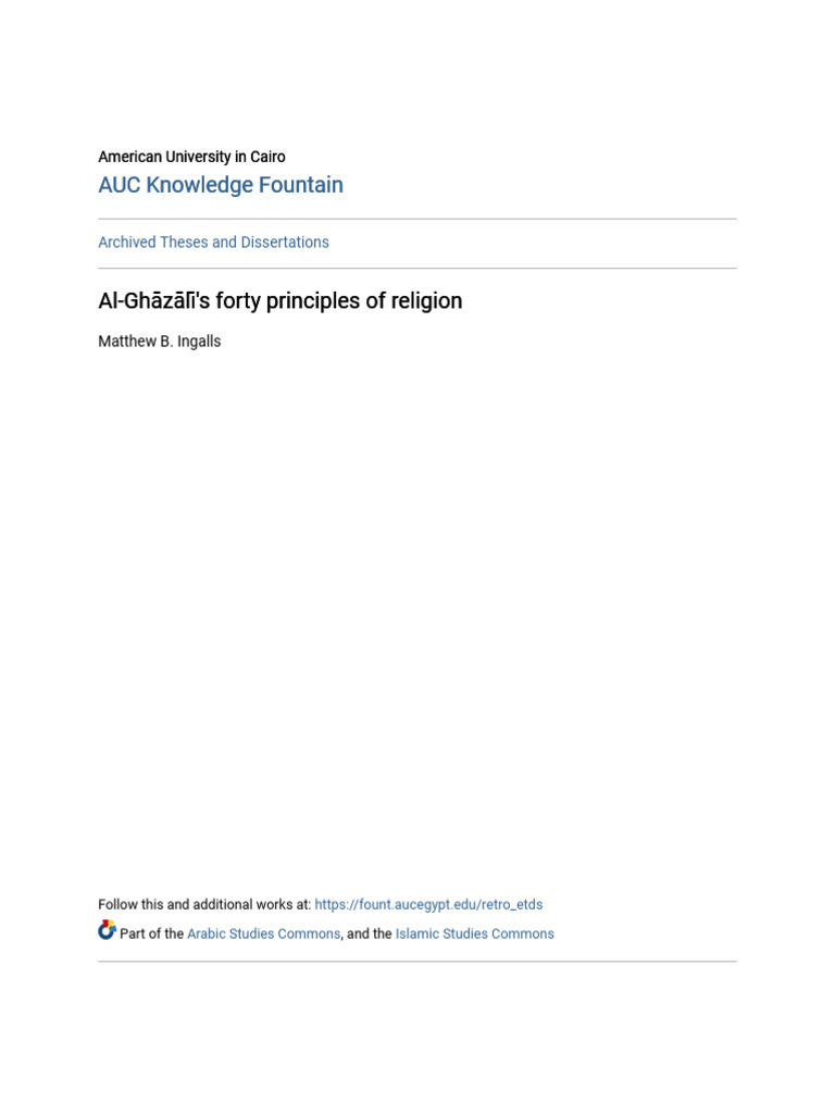 Al-Gha - Za - Li - S Forty Principles of Religion | PDF | Social Science | History