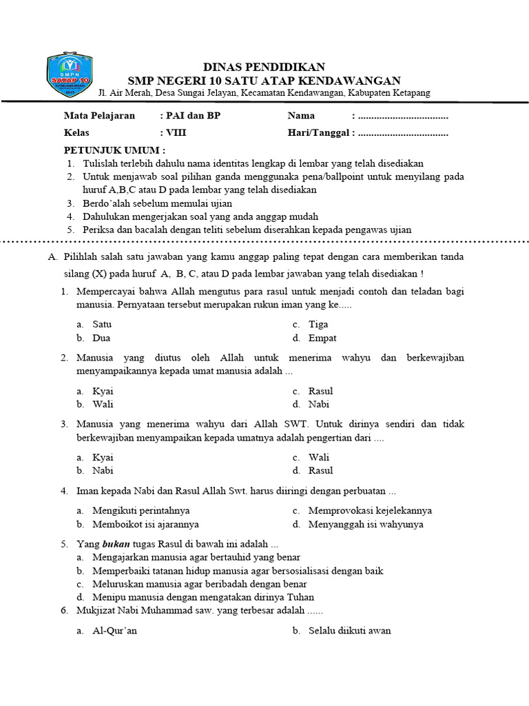 Soal Pai KLS 8 | PDF