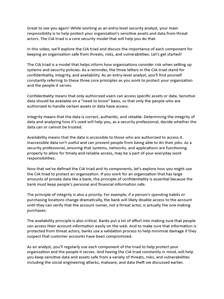 CIA Triad | PDF | Information Security | Threat (Computer)