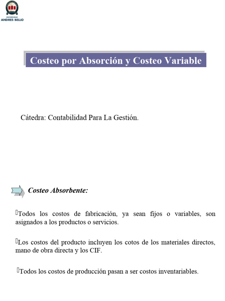Clase 3.1 Costeo Variable | PDF | Contabilidad | Bienes