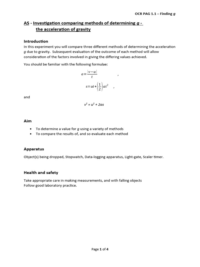 OCR AS 1.1 Finding G | PDF | Measurement | Experiment OCR AS 1.1 Finding G | PDF | Measurement | Experiment