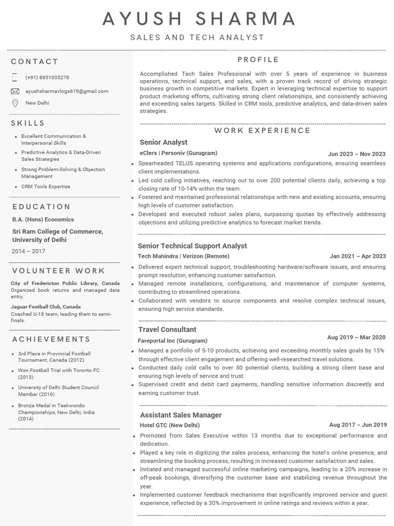Ayush Sharma - Resume Final | PDF | Customer Relationship Management | Analytics