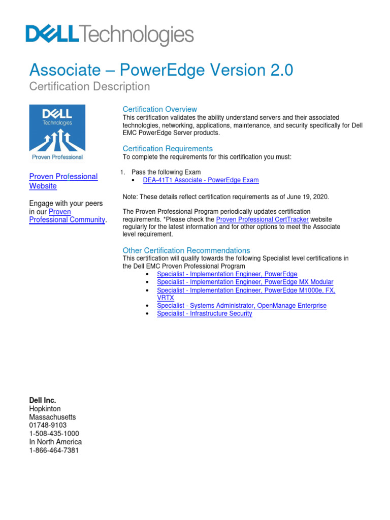 DEA-41T1_Associate-PowerEdge_Exam | PDF | Server (Computing) | Computer Network