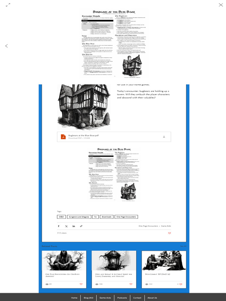 One Page Encounter_ Bugbears at the Blue Boar! | PDF | Dungeons ...