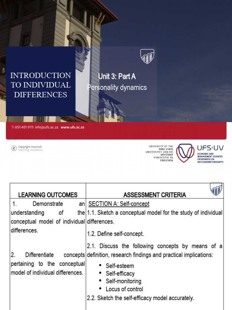 Unit 3-Sec A | PDF | Self Esteem | Self Efficacy