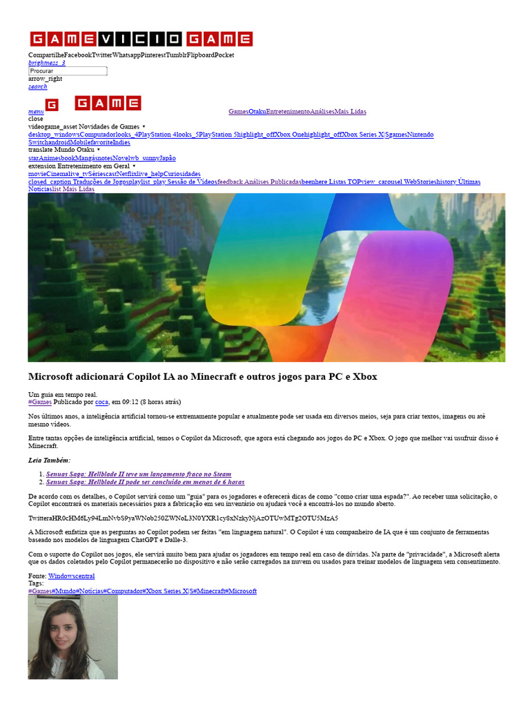 Microsoft Adicionará Copilot IA Ao Minecraft e Outros Jogos para PC e Xbox | PDF | Videogames ...