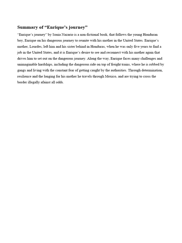 Summary of Enriques Journey | PDF | Mystery, Thriller & Crime Fiction