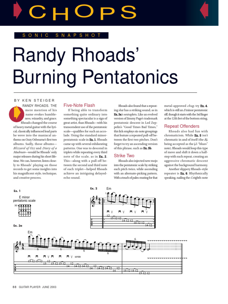 Randy Rhoads' Pentatonic Techniques | PDF | Scale (Music) | Music Theory