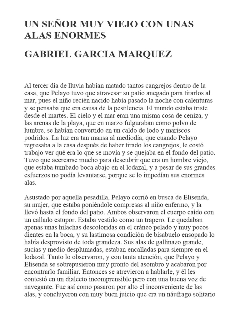 Un Señor Muy Viejo Con Unas Alas Enormes | PDF