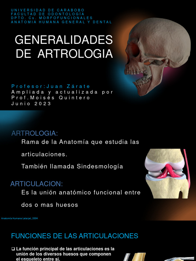 Generalidades de Artrologia 2023 | PDF | Articulación | Anatomía