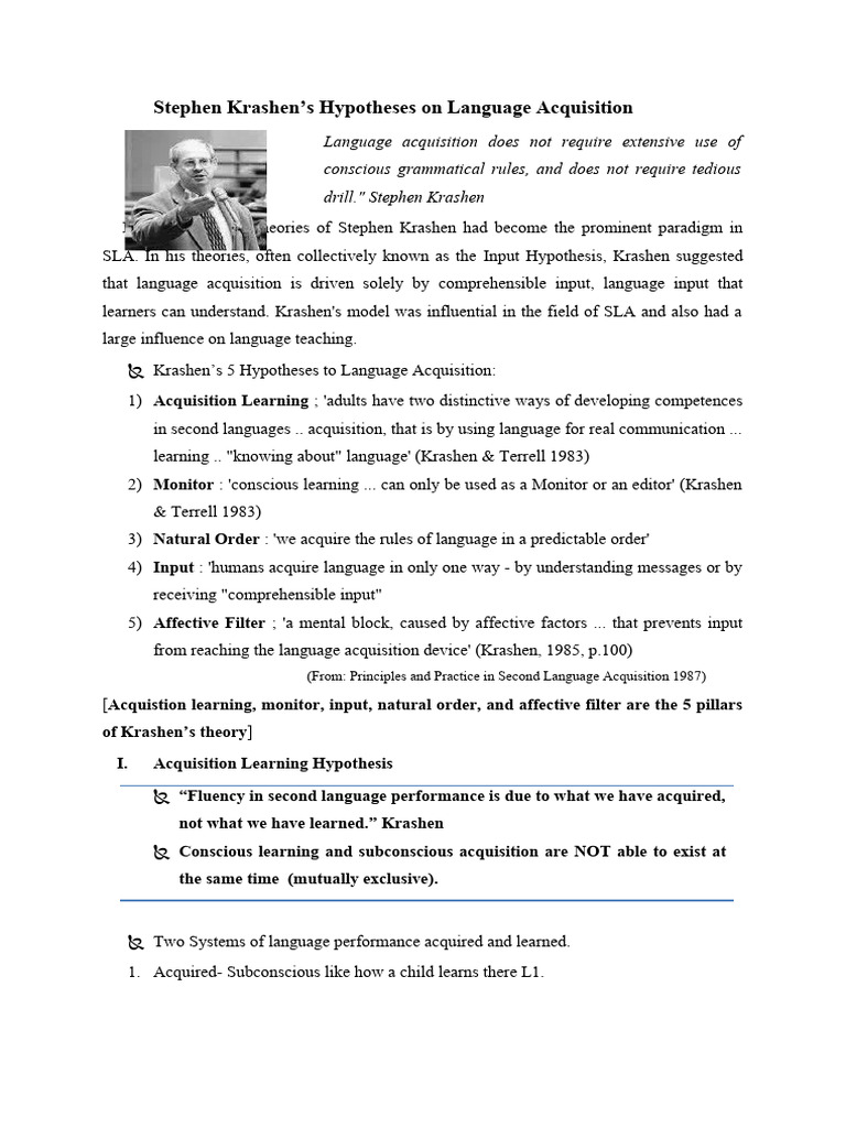 Position Paper 3 Stephen Krashen | PDF | Second Language Acquisition ...