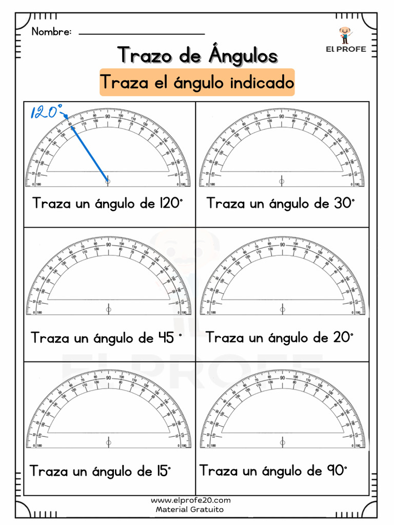 Ejercicios de Trazo de Angulos Elprofe20 | PDF