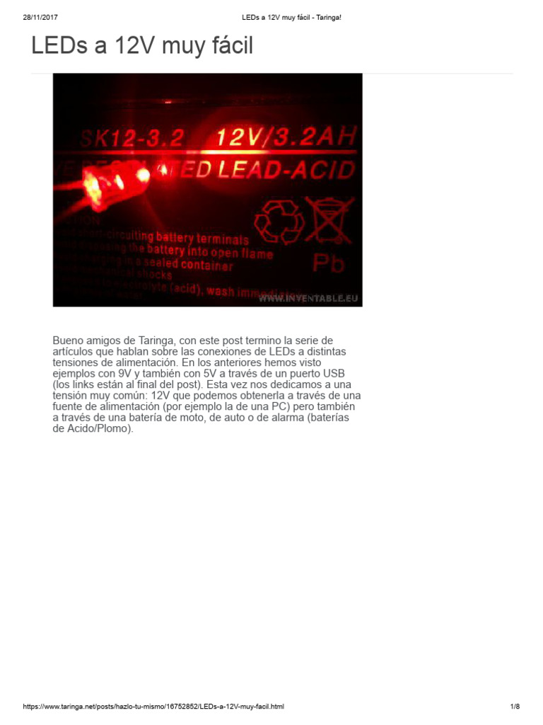Conexión de LEDs a 12V: Guía Práctica | PDF | Diodo emisor de luz ...