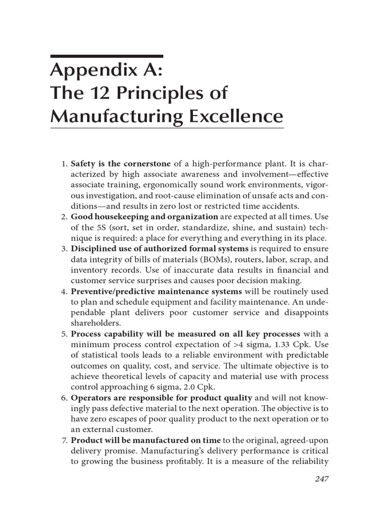 Appendix A: The 12 Principles of Manufacturing Excellence | PDF | Six ...