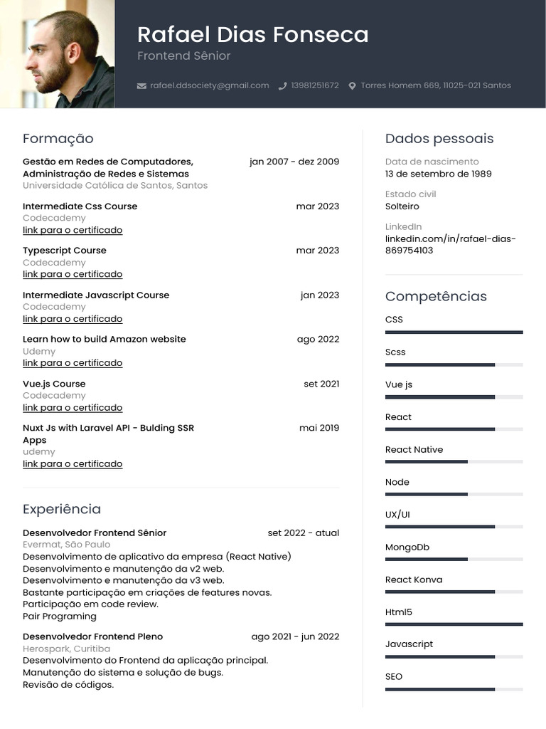 Currículo+Rafael+Dias+Fonseca (1) | PDF | Script Java | Desenvolvimento de software