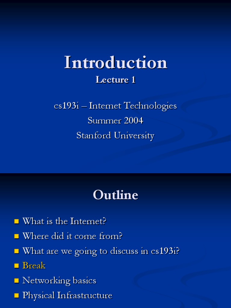 Cs193i - Internet Technologies Summer 2004 Stanford University | PDF ...