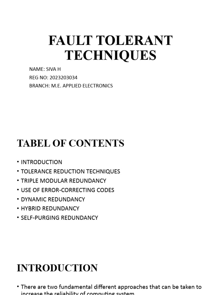Fault Tolerance Techniques | PDF | Fault Tolerance | Reliability ... Fault Tolerance Techniques | PDF | Fault Tolerance | Reliability ...